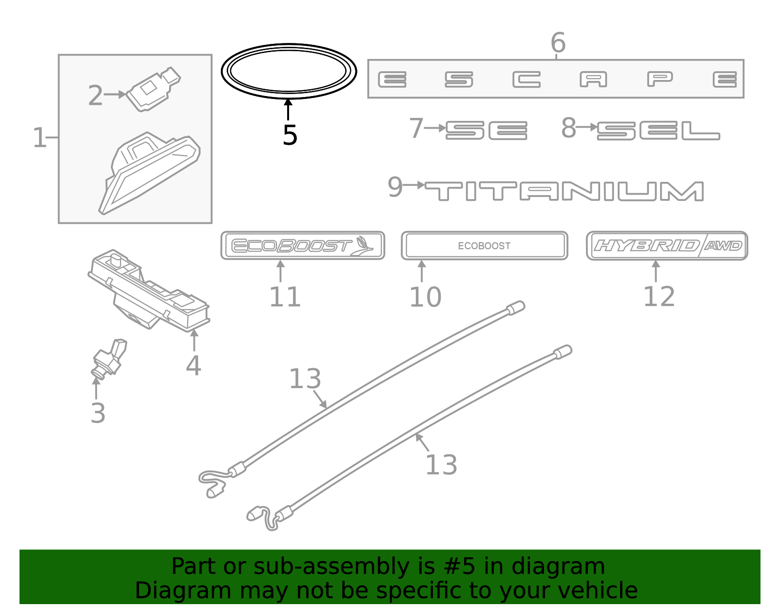 LJ6Z-8213-F - 2020-2024 Ford Escape - Nameplate | My Ford Parts