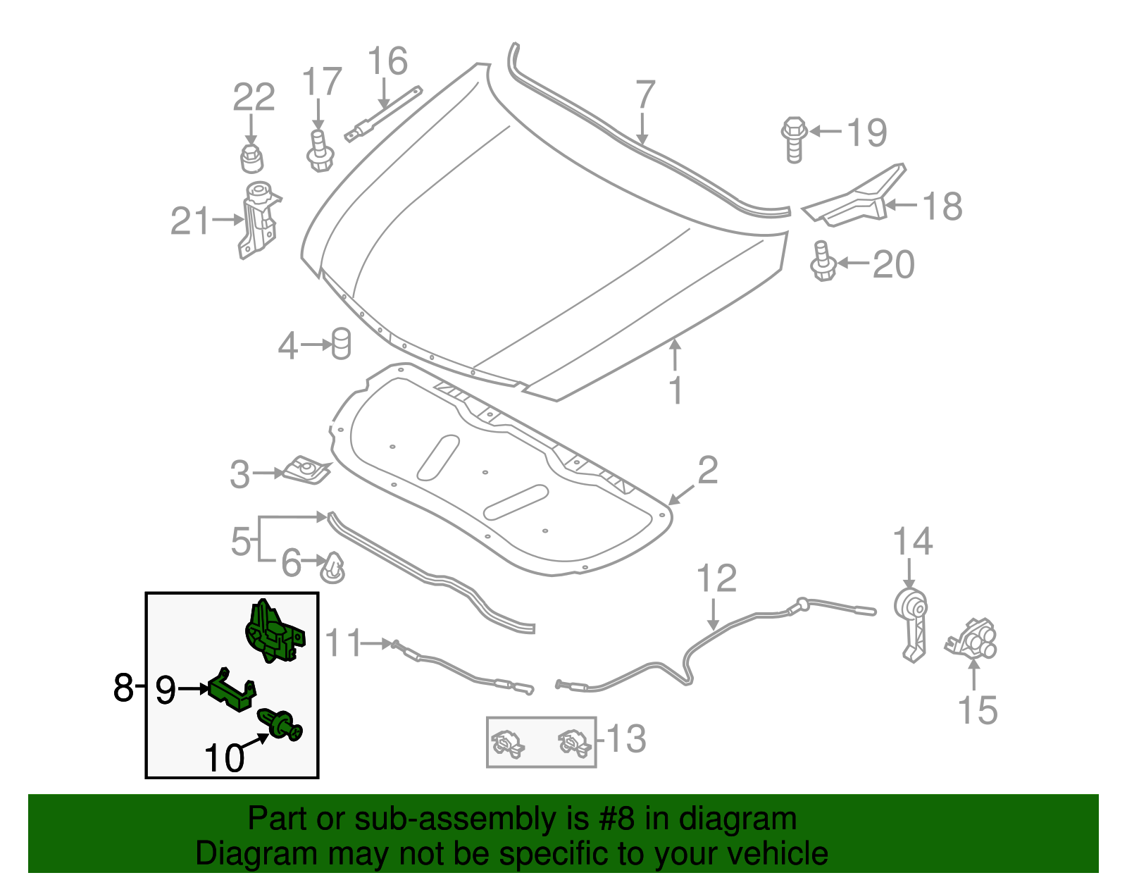 2011-2015 Hyundai Sonata Hood Latch 81130-4R000 | Retail Performance ...