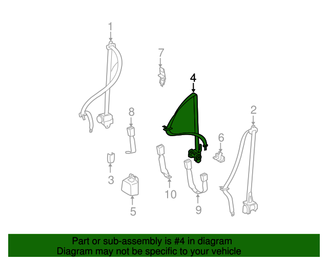 73301-0C050-C0 - Center Seat Belt - 2007-2013 Toyota Tundra | Lithia ...