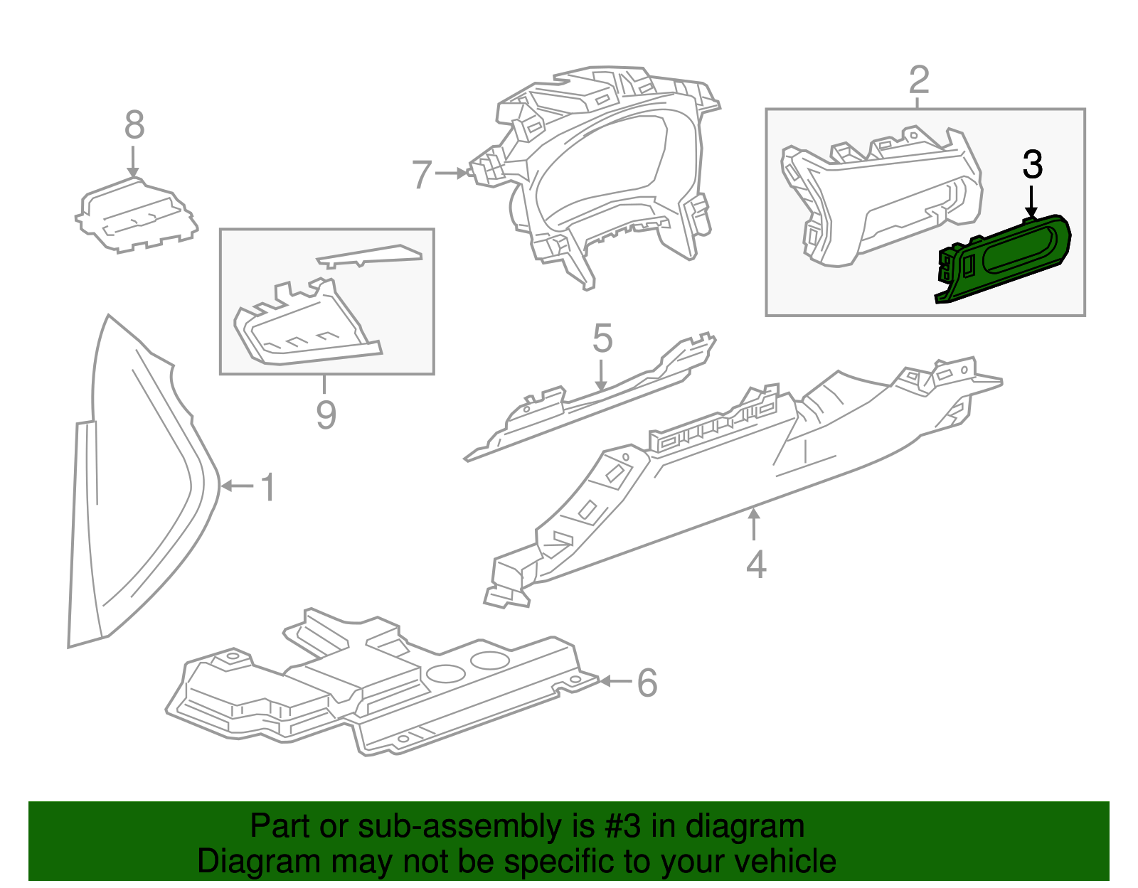 84201462 - Jet Black Driver Side Instrument Panel Switch Trim Plate ...