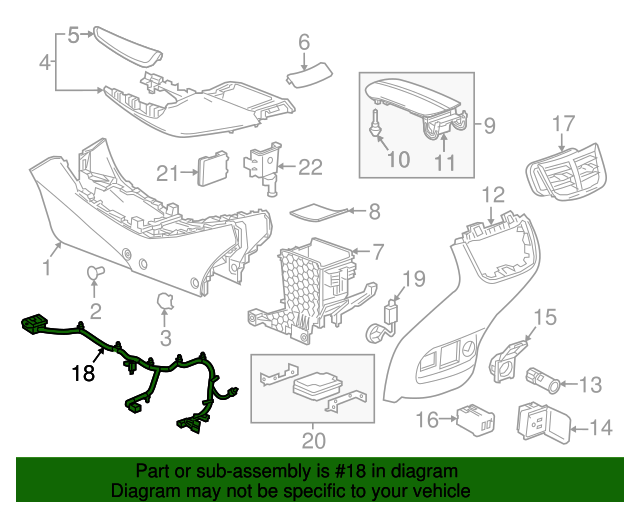 2019-2020 Chevrolet Malibu Front Floor Console Wiring Harness 84283445 ...