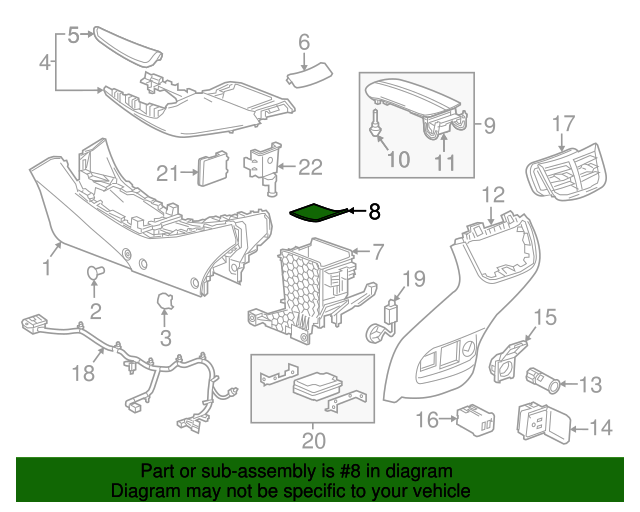 23168693 - Front Floor Console Compartment Liner 2016-2024 Chevrolet ...