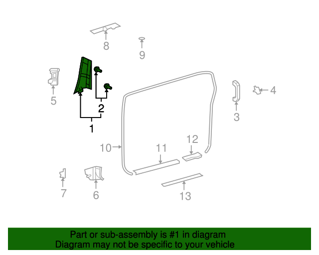 2007-2014 Toyota FJ Cruiser Windshield Pillar Trim 62212-35100-B0 ...