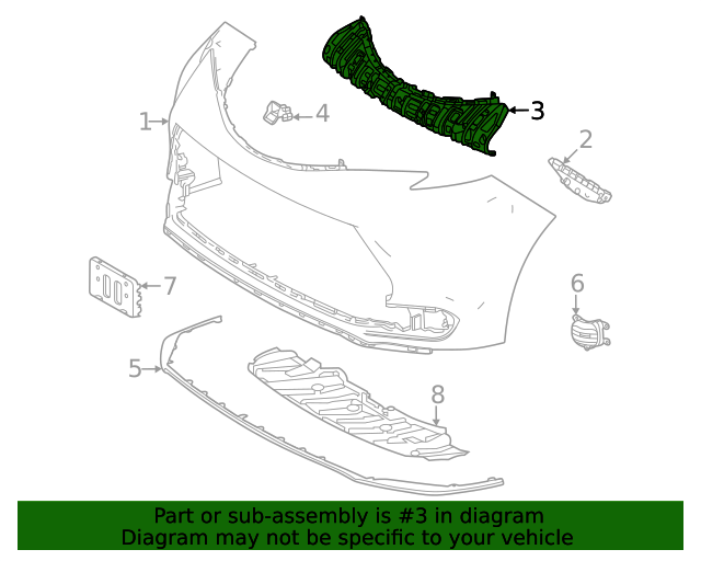 52521-08010 - Bumper Cover Support Rail - 2021-2023 Toyota Sienna ...