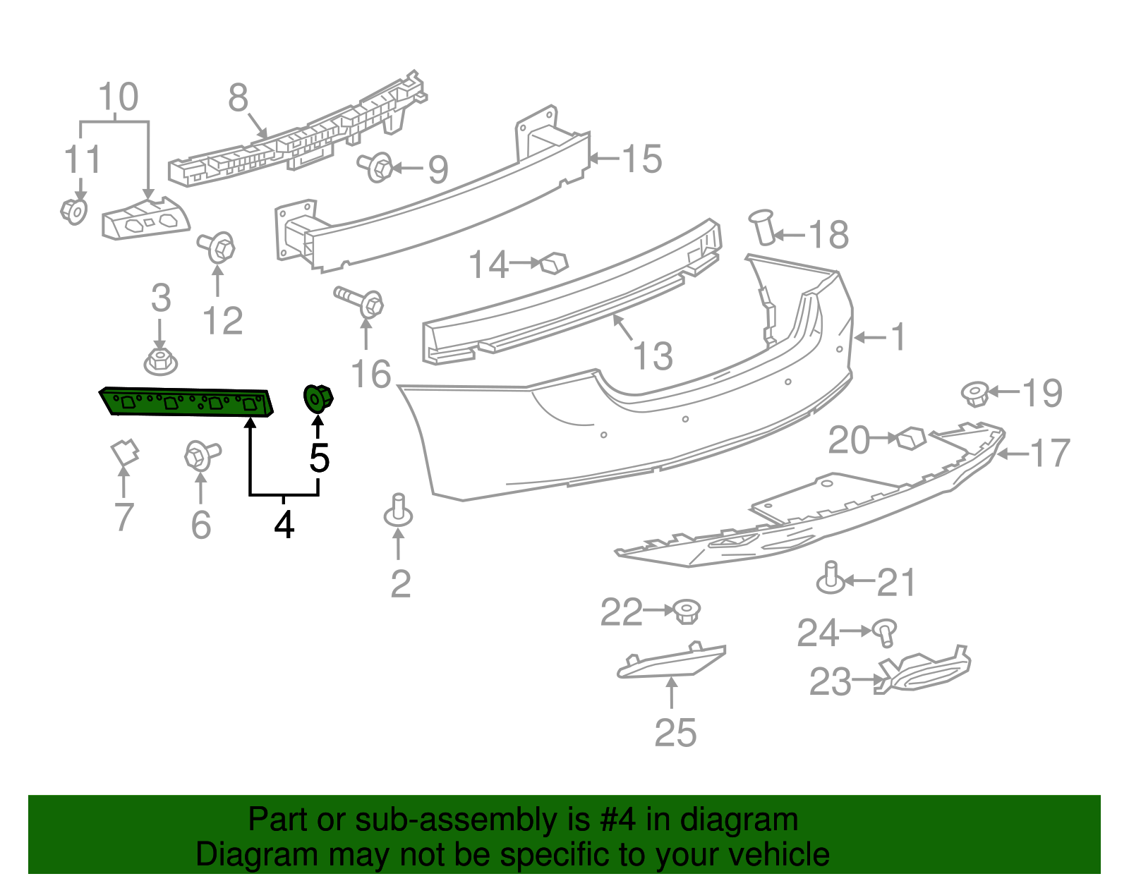 2016-2025 Chevrolet Malibu Passenger Side Rear Bumper Fascia Guide ...