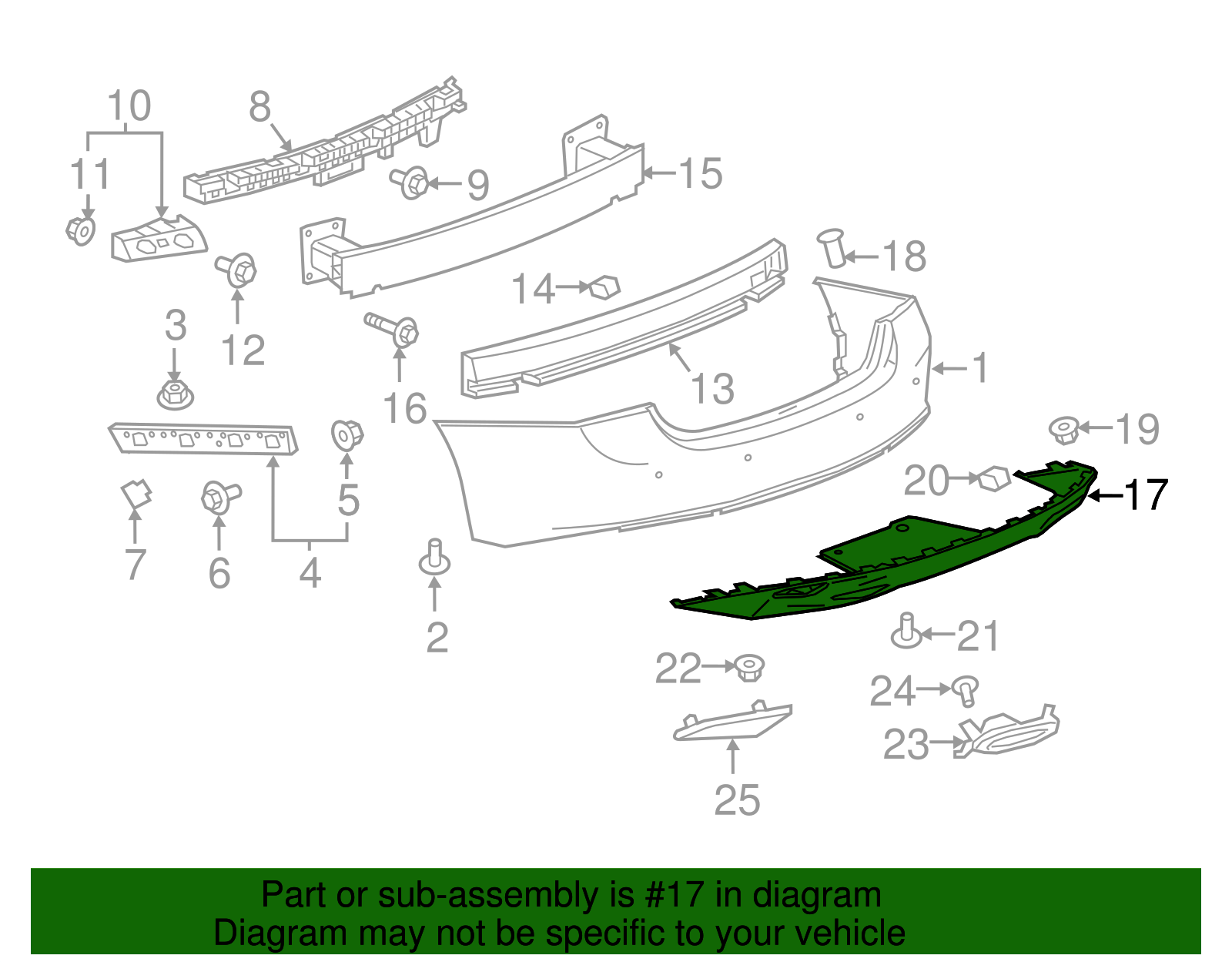 2016-2025 Chevrolet Malibu Rear Bumper Panel 84078809 GM ...