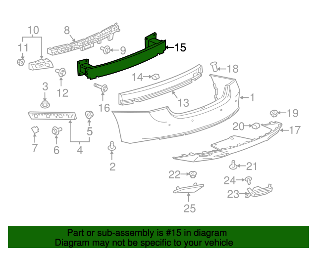 2016-2024 Chevrolet Malibu Rear Bumper Impact Bar 84113414 GM ...