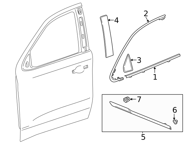 2021-2022 Cadillac Silver Front Driver Side Door Molding 84276447 ...