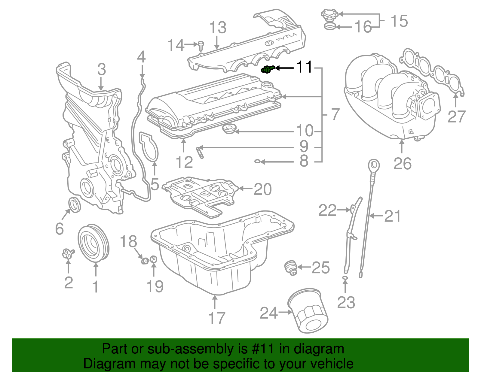 2000-2006 Toyota PCV Valve 12204-88600 | Retail Performance Auto Parts