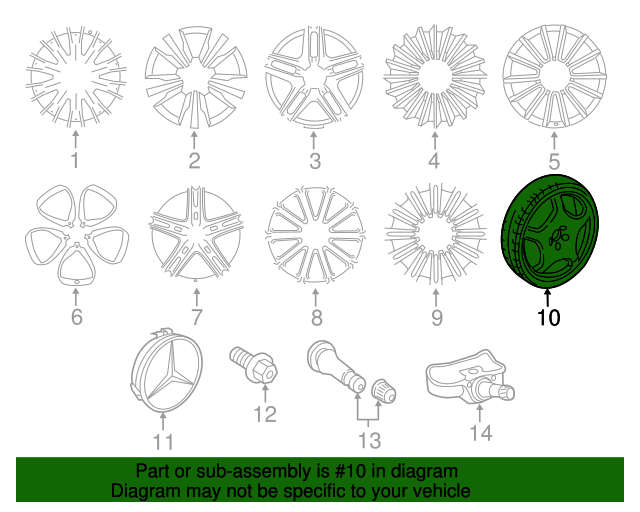 222-400-07-00 - Wheel Spare 19 Gla45 Sedan 20 2014-2023 Mercedes-Benz ...