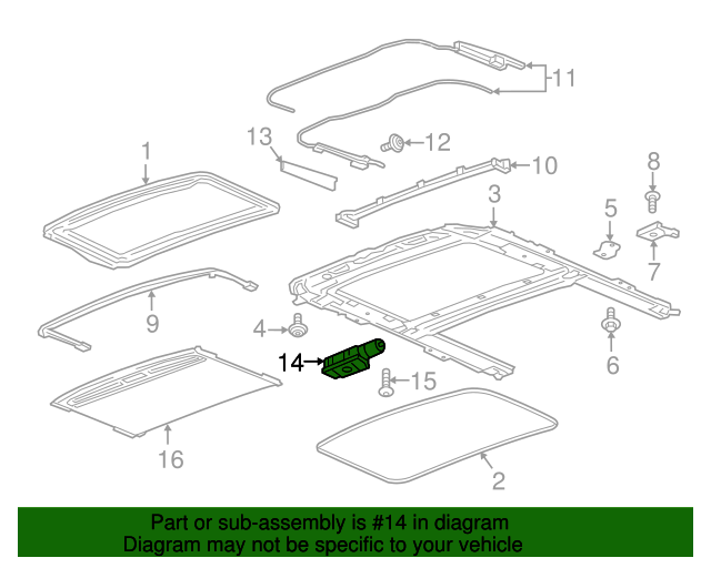 2017-2019 Chevrolet Cruze Sunroof Motor 39060823 | GMPartsDirect.com