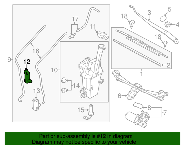 98510-3W000 - Washer Pump 2014-2016 Kia Sportage | Kia.Parts Store