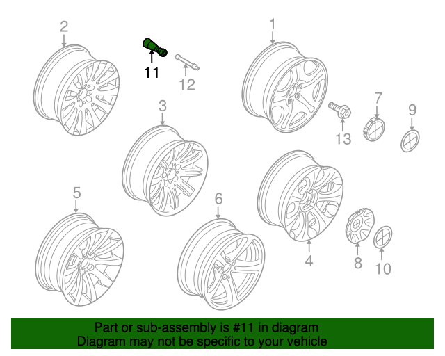 36121178869 - 1988-2015 BMW Valve Stem (36-12-1-178-869) | BMW of South ...