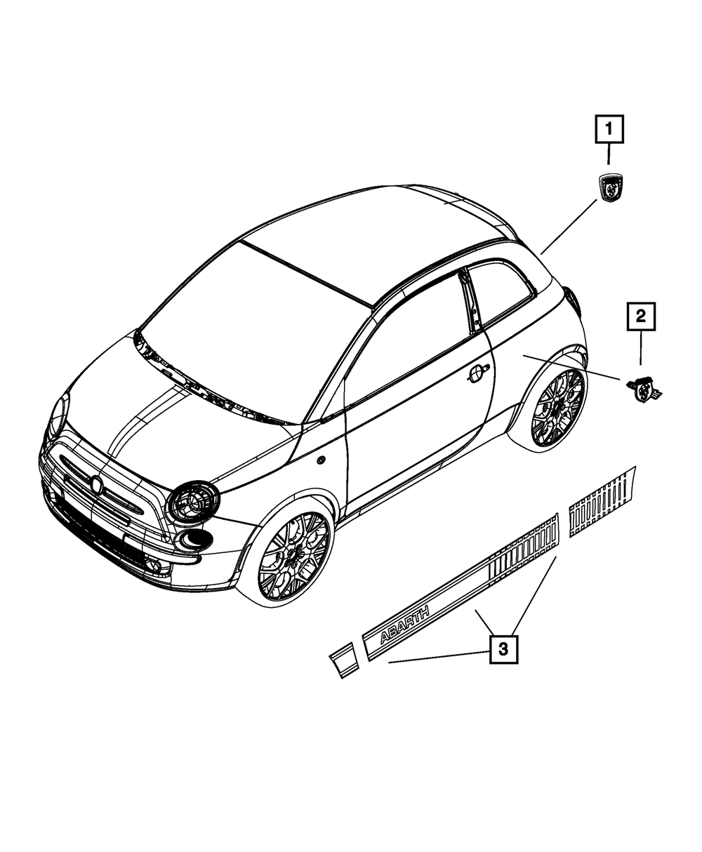 2012-2019 Fiat 500 Rear Fender Decal, Left 5NU41KW3AA | Mopar.com ...