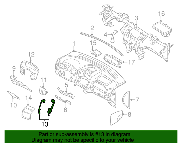 2014 Kia Sedona Center Molding - Driver's Side (LH) 84783-4D100OT ...