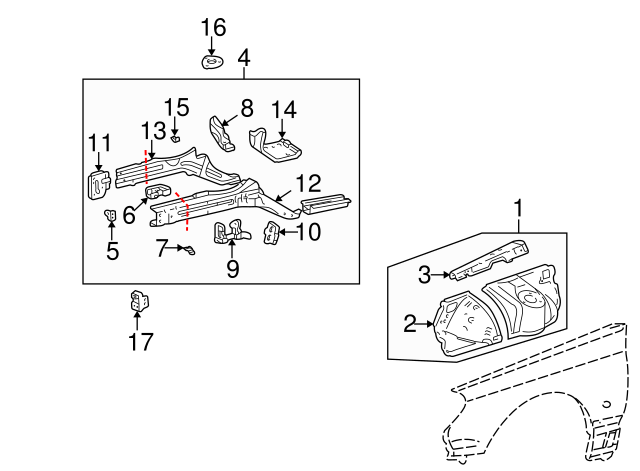 1998-2010 Lexus Rear Reinforced 57016-30020 | OEM Parts Online