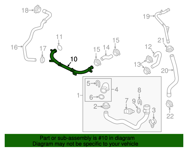 2006-2015 Audi Engine Coolant Pipe 06F-121-065-H | Audi USA Parts