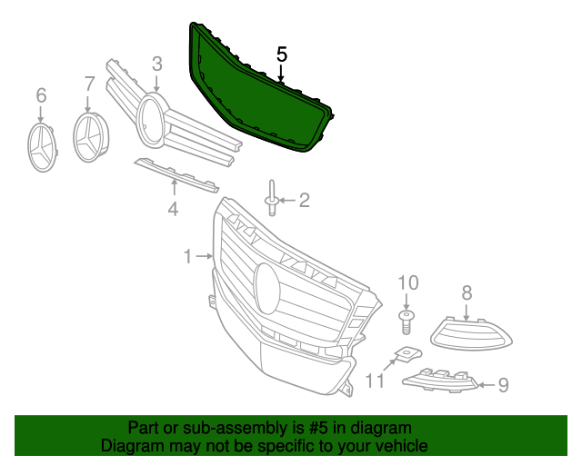 218-885-01-74 - Grille Molding 2012-2014 Mercedes-Benz ...