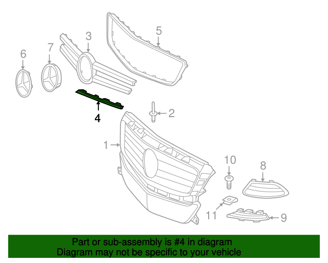 218-885-03-21 - Grille Molding 2012-2014 Mercedes-Benz ...