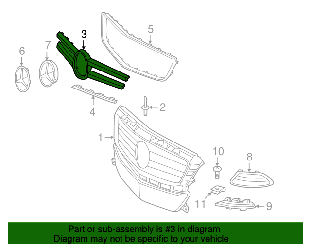 218-885-00-23 - Grille 2012-2014 Mercedes-Benz | Mercedes-Benz USA Parts