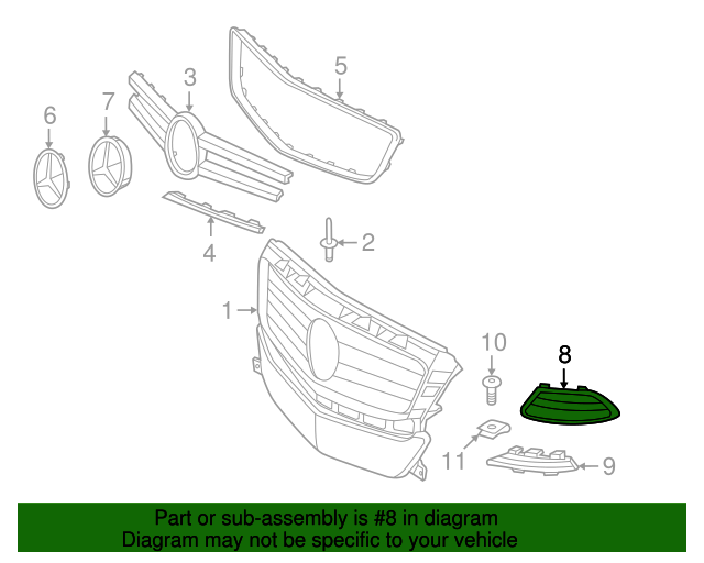 218-885-15-23 - Outer Grille 2012-2014 Mercedes-Benz | Mercedes-Benz ...
