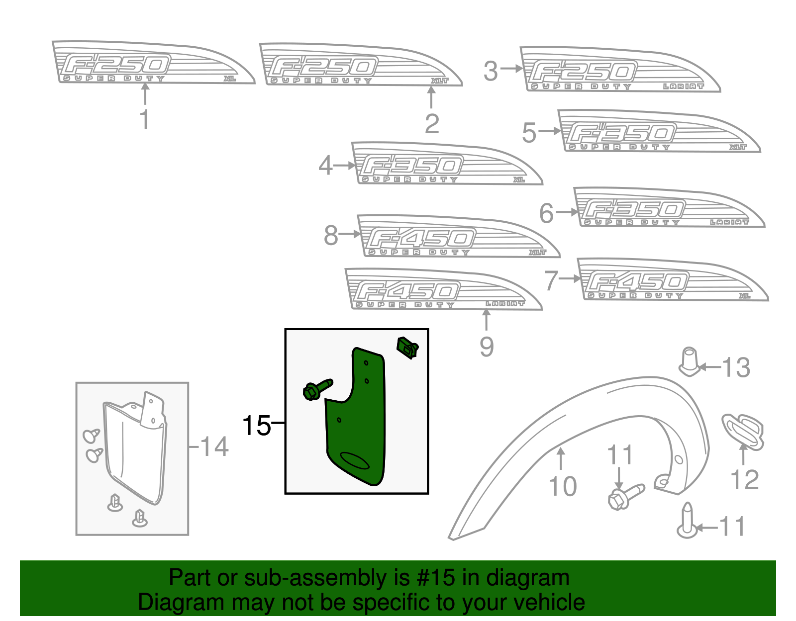 CL3Z-16A550-J - Splash Guards, Heavy Duty, For 2011-2024 Ford ...