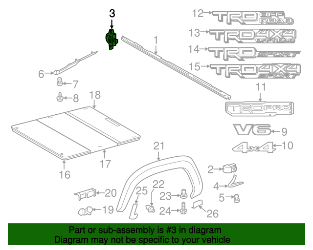 2016-2023 Toyota Tacoma Protector Holder 58461-04030 | Toyota Parts Center