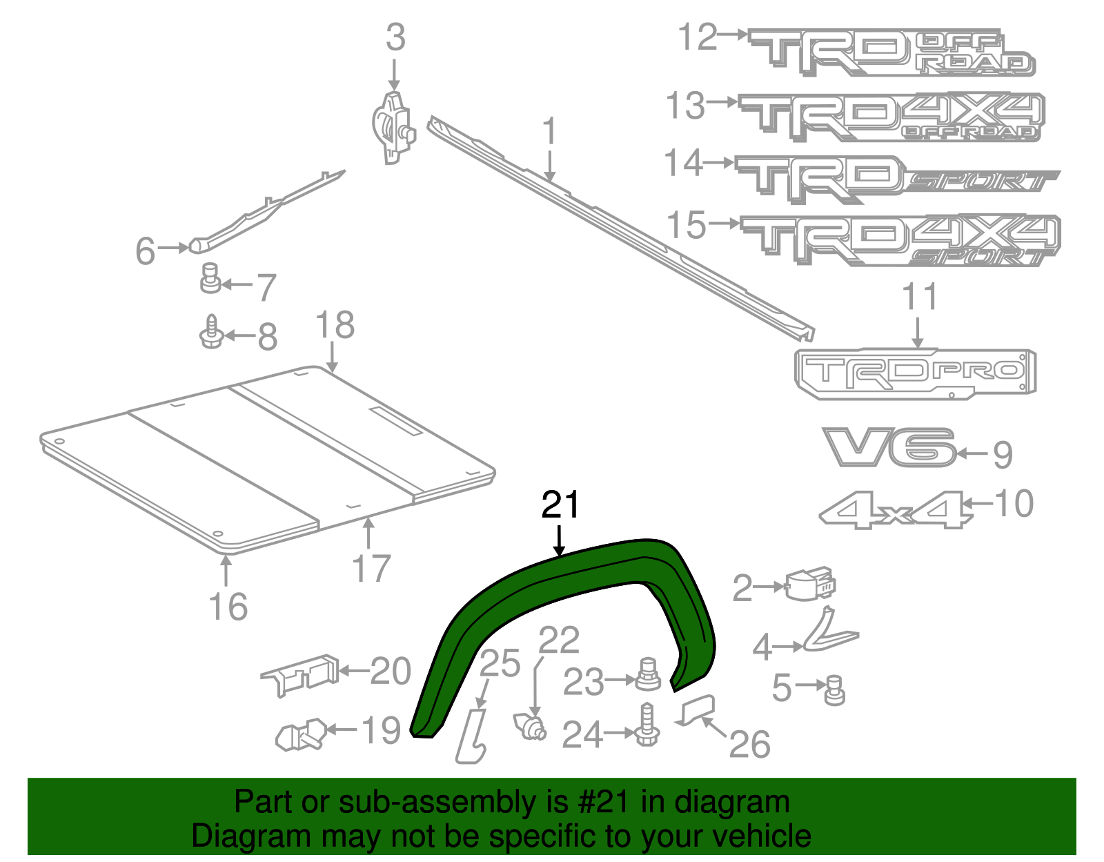 75873-04090 - 2016-2023 Toyota Tacoma - Fender Flare (Right) | Toyota ...