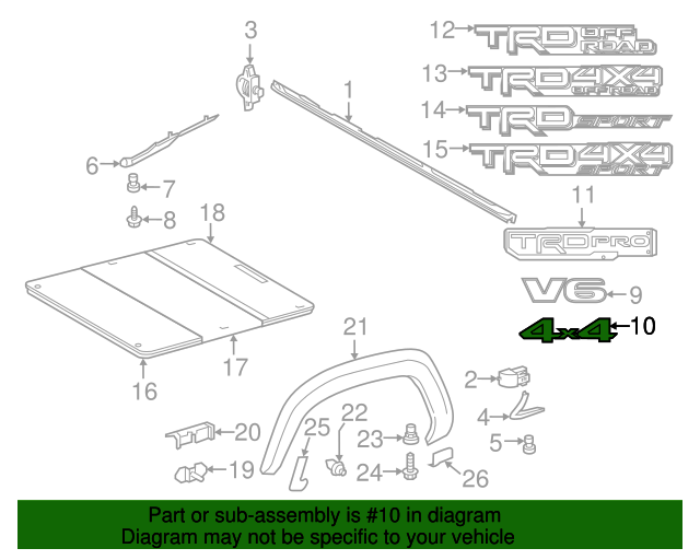 2021-2023 Toyota Tacoma Nameplate 75473-04070 | OEM Parts Online