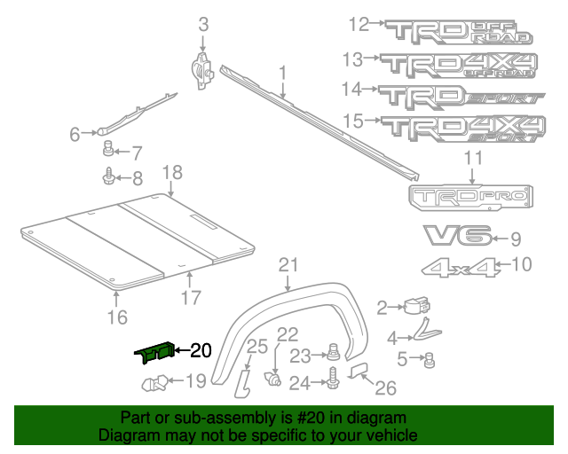 OEM 2016-2023 Toyota Tacoma Cover, Top Cover Lock Striker Part # 69415 ...