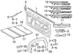 2016-2023 Toyota Tacoma Truck Bed Molding (Right, Rear, Lower) 62571 ...