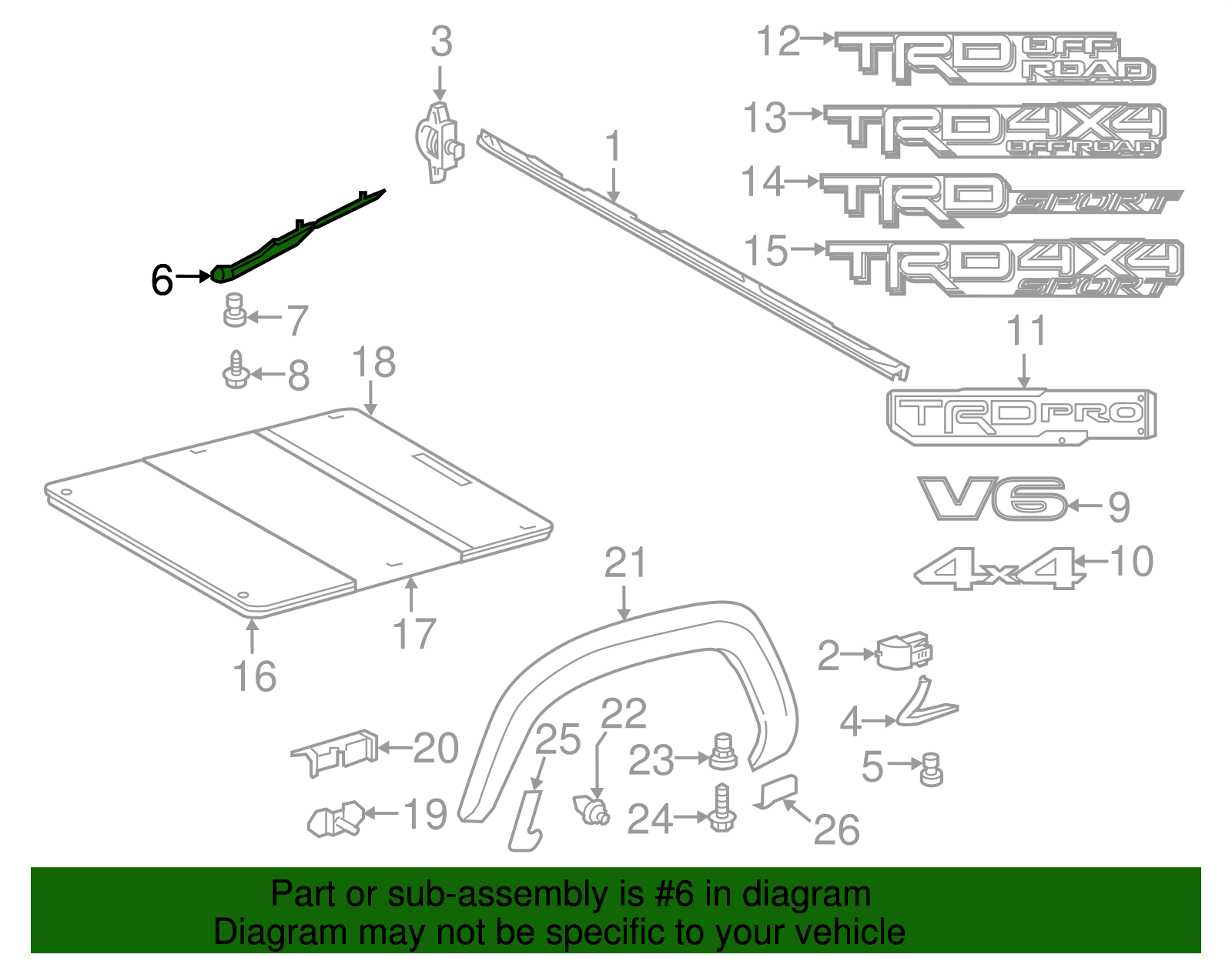 Genuine Toyota Tacoma Right Bed Corner Trim 62571-04020 | Frontier Toyota