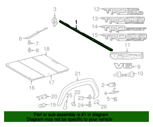 66248-04070 - Truck Bed Side Rail (Right, Rear) 2016-2023 Toyota Tacoma ...
