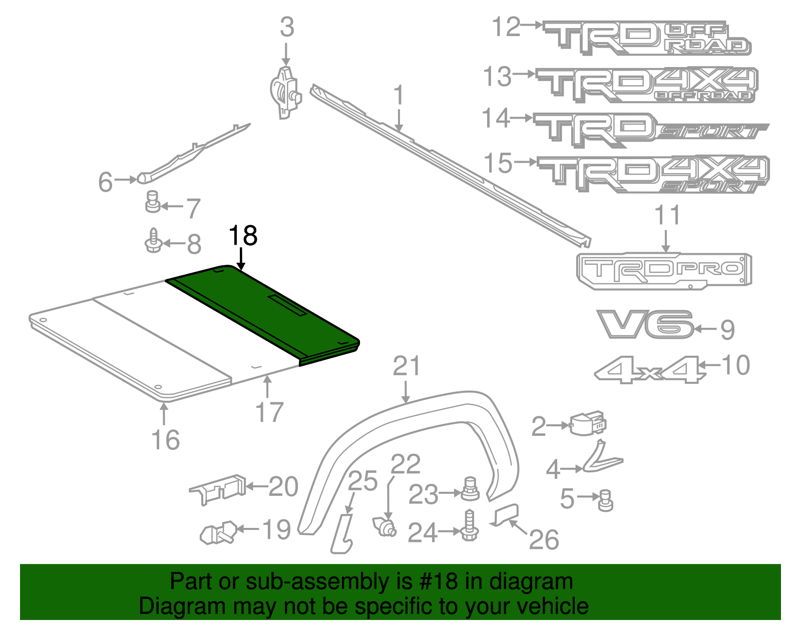 2016-2023 Toyota Tacoma Tonneau Cover 64903-09010 | Toyota Parts Center