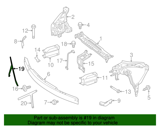 207-620-00-85 - Radiator Support Panel Reinforcement 2011-2017 Mercedes ...