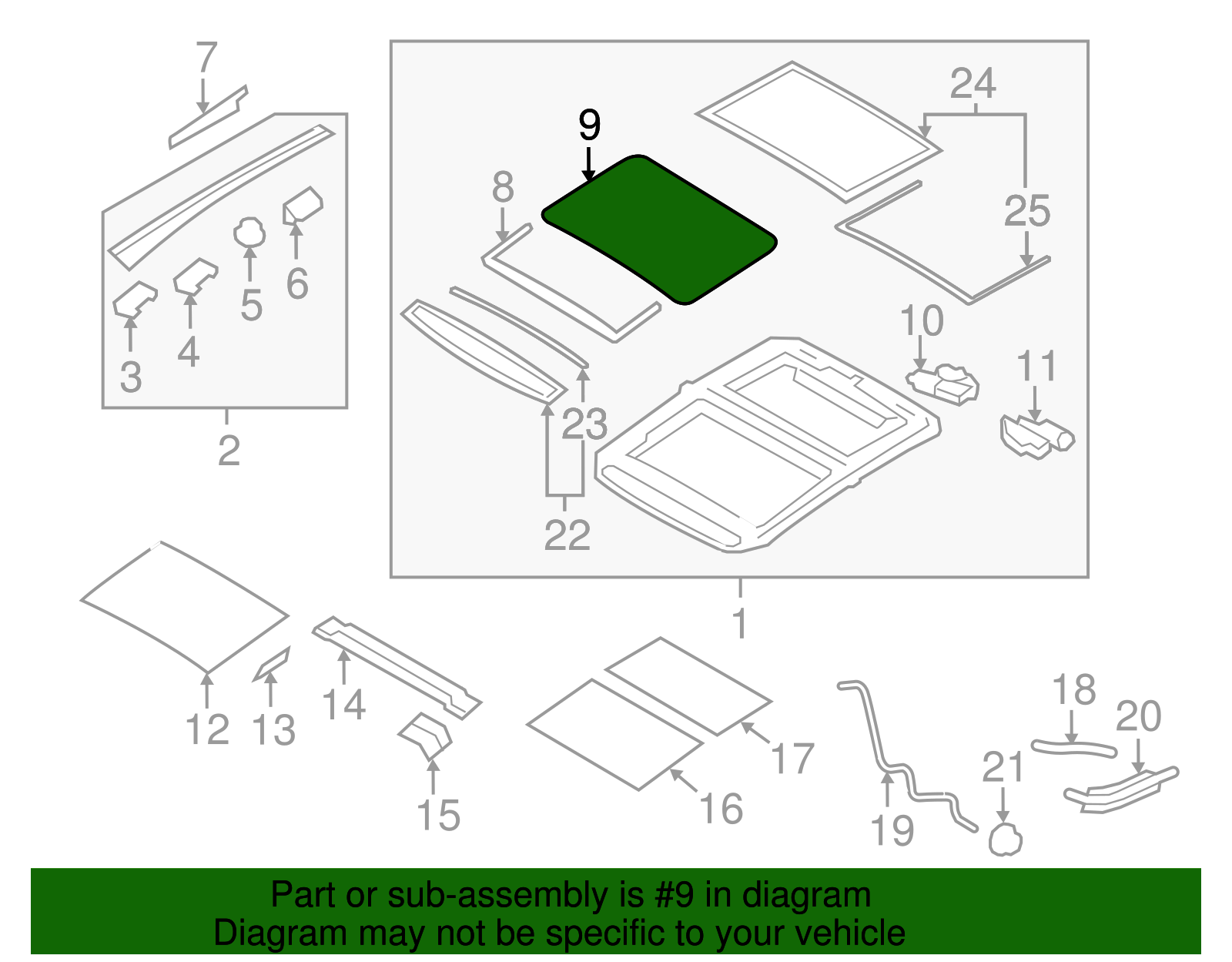 2009-2014 Nissan Murano Sunroof Seal 91346-1AA1A | Bill Kay Nissan Parts