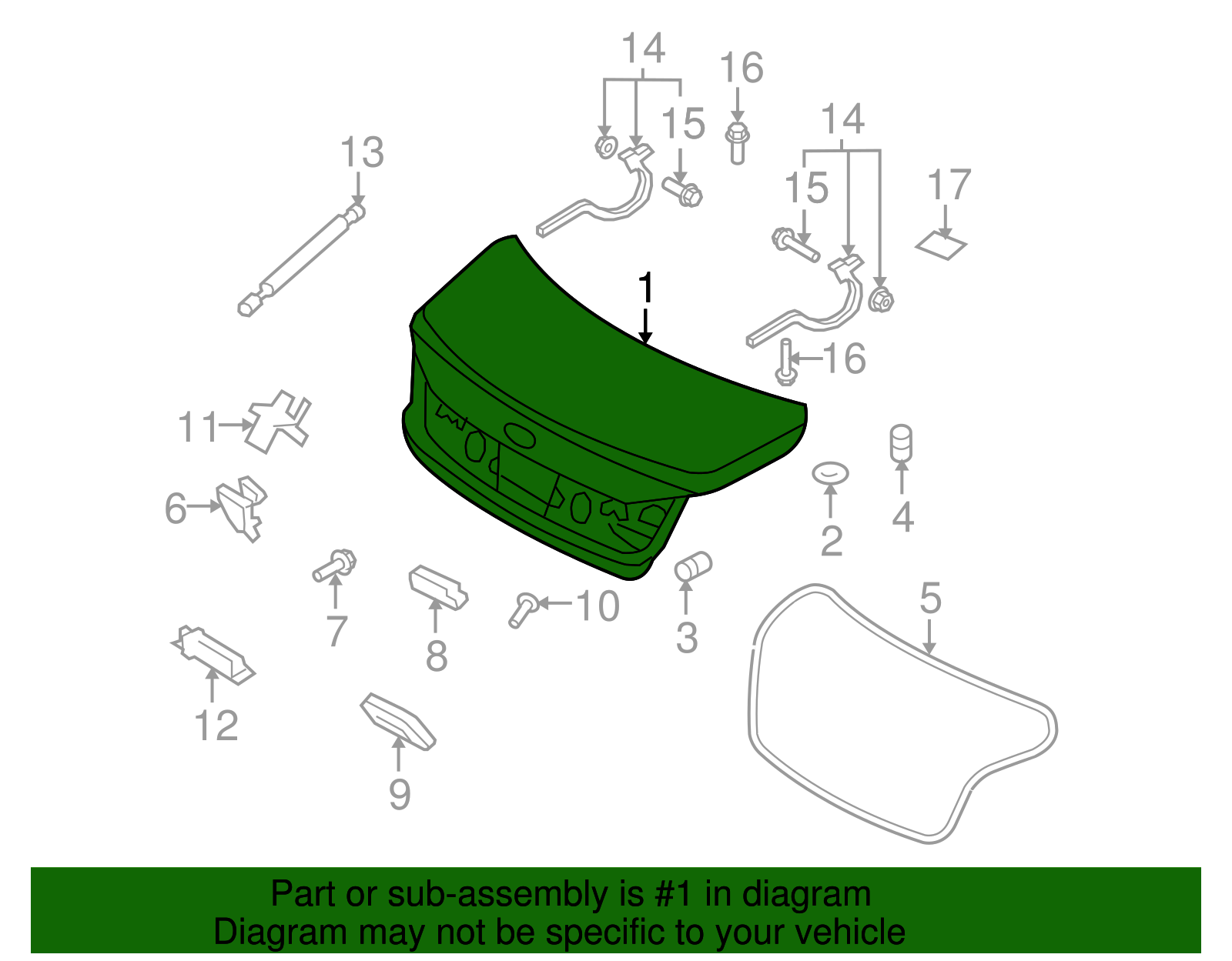 69200-3M100 - Deck Lid 2009-2014 Hyundai Genesis | AutoNation Parts