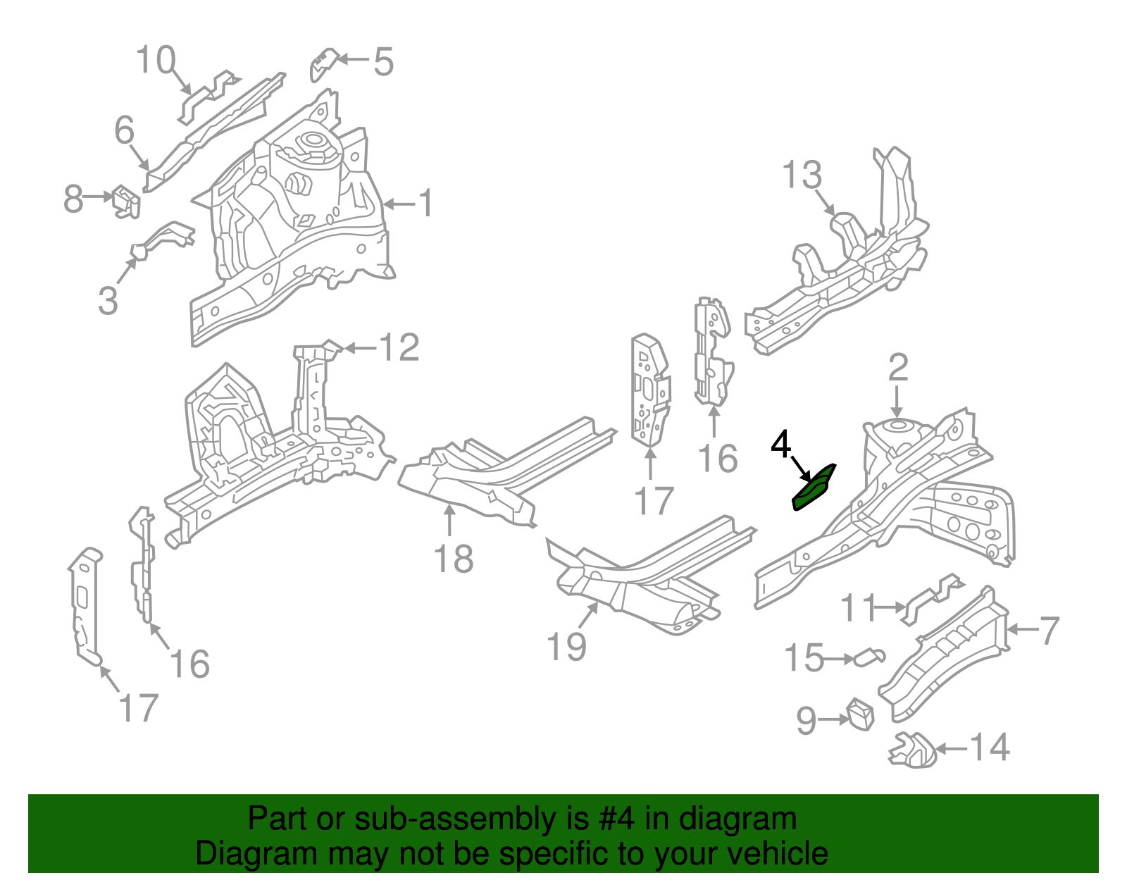 64579-H5000 - Apron Assembly Lower Bracket 2018-2023 Kia Rio | Kia ...