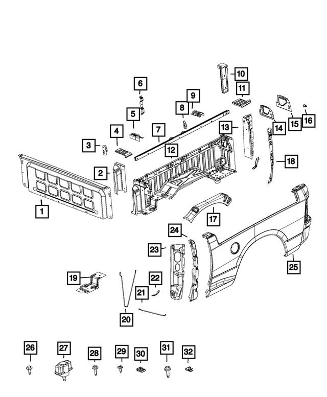 2019-2025 Ram Box Side End Rail Cover, Left 68044935AD | Mopar eStore