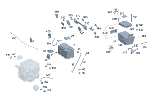 Battery, Starter and Alternator Line for 2020 Mercedes-Benz C300 ...