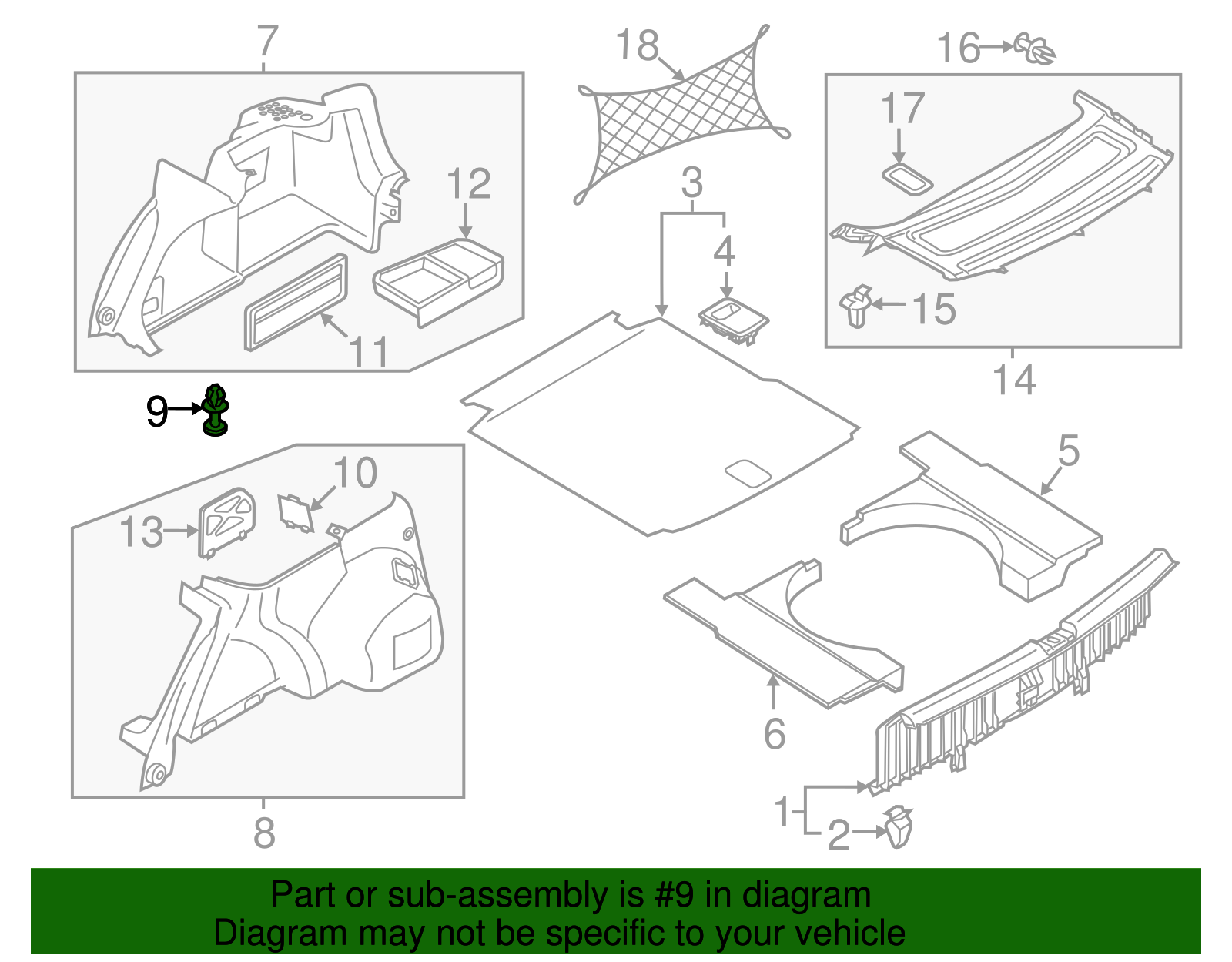 2001-2024 Volkswagen Trunk Trim Panel Clip 7H0-867-299-01C | vwpartscenter