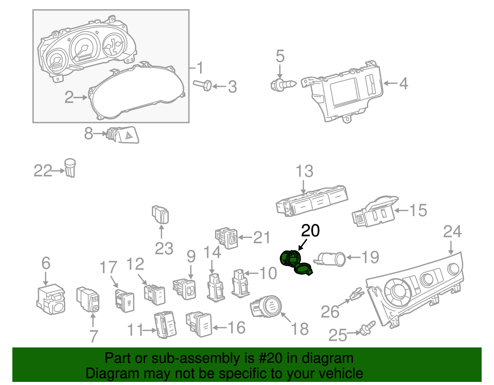 2011-2015 Toyota 12 Volt Accessory Power Outlet Cover 85535-08010 ...