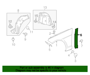 2010-2017 Mercedes-Benz Fender Filler Panel 212-889-01-25 ...
