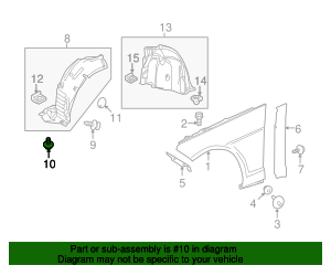 000000-001460 - Ft Fender Liner Screw 2010-2018 Mercedes-Benz ...
