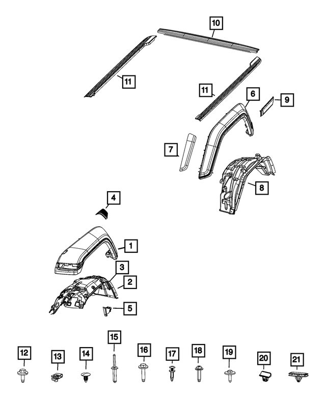 2020-2024 Jeep Gladiator Wheel Flare Molding, Left 68584845AA | Mopar ...