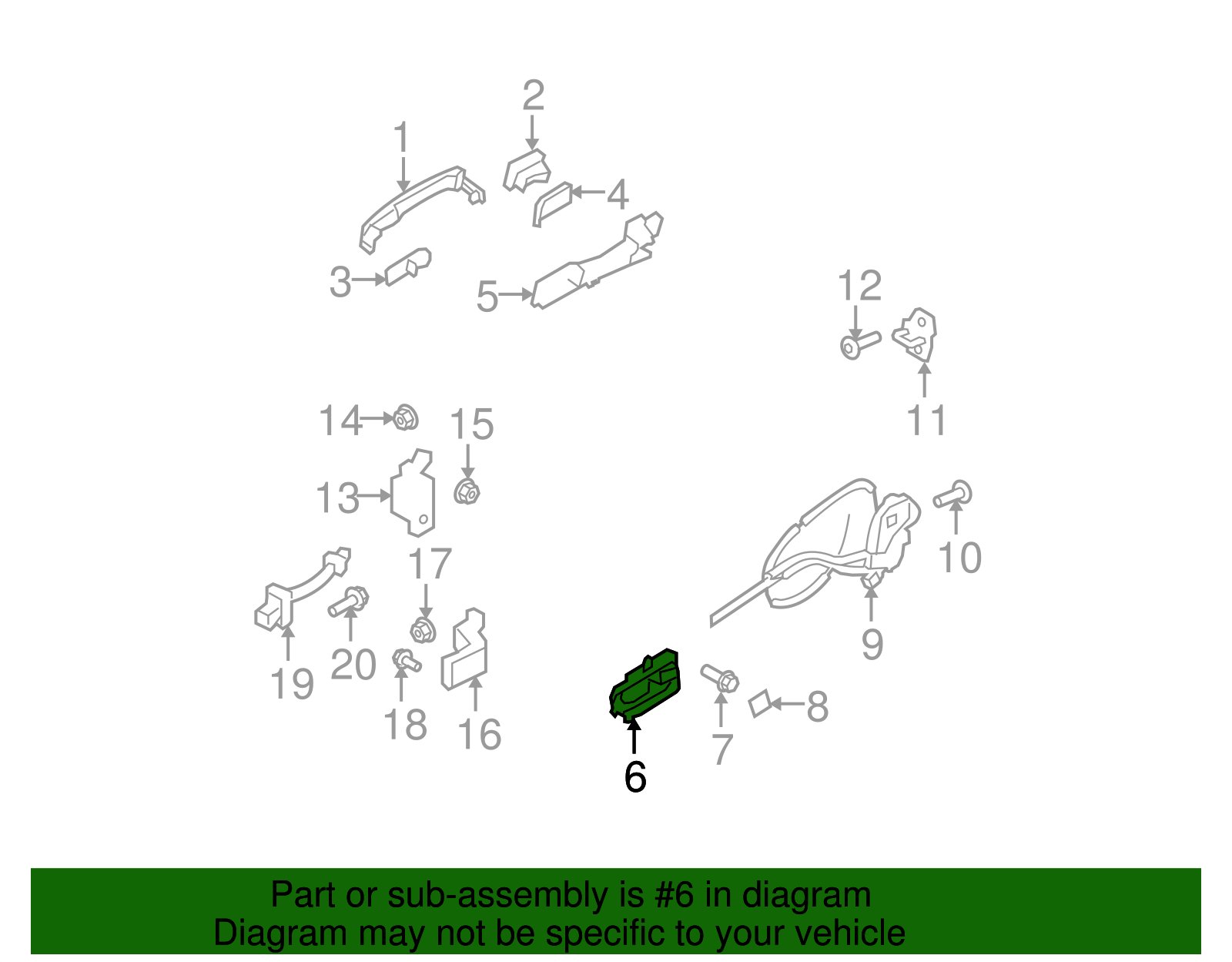 2008-2015 Nissan Handle, Inside 80670-JM00A | Nissan Parts Central