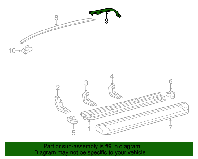 2007-2021 Toyota Tundra Moulding, Roof Drip Side Finish, Rear Left ...