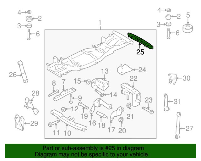2005-2016 Land Rover Rear Cross-Member KVB500101 | LandRoverParamusParts