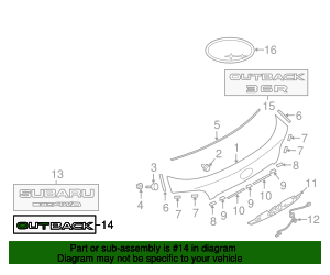 2015-2019 Subaru Outback Nameplate 93079AL000 | OEM Parts Online