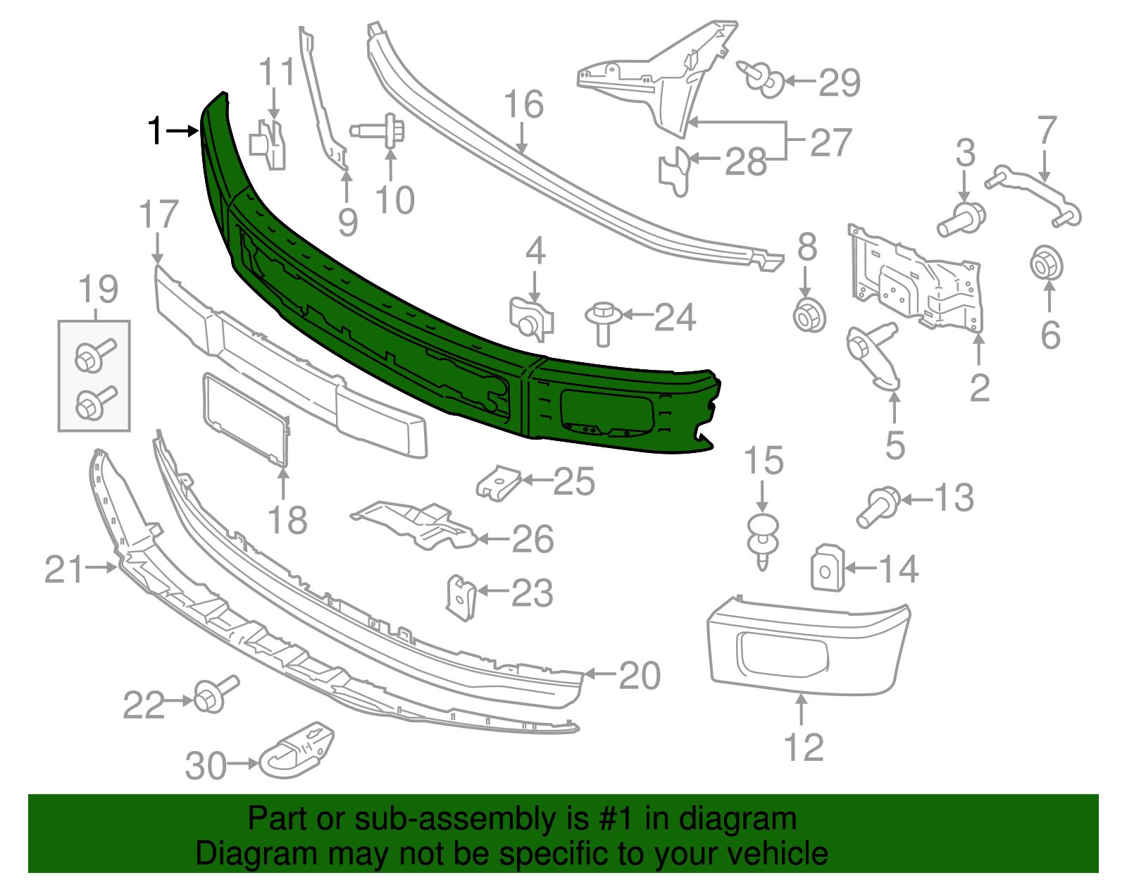 Genuine OEM Ford Part - Bumper FL3Z-17757-HPTM | Genuine OEM Ford Parts ...